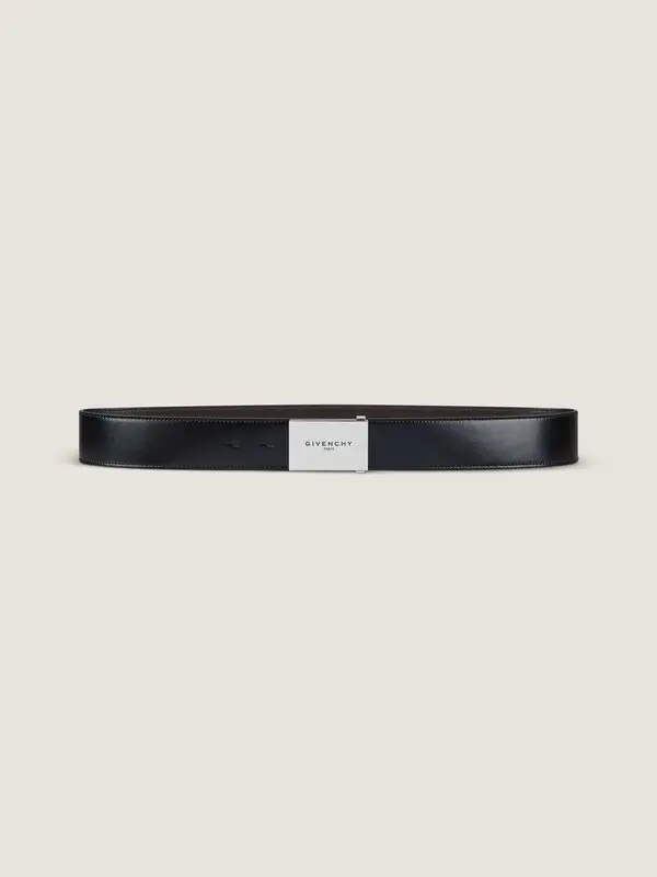 Givenchy Label Reversible Leather Belt - Black/grey