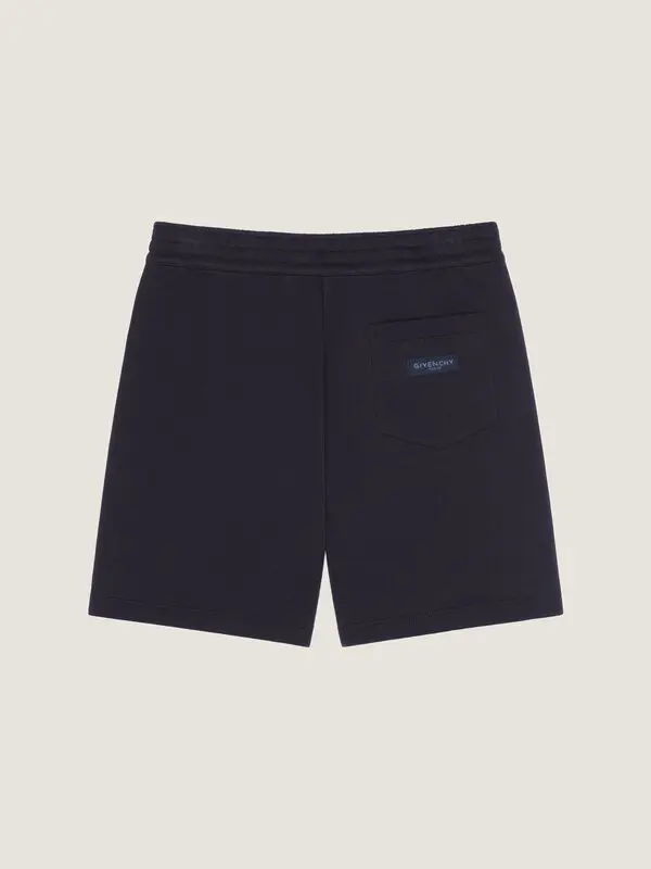 Givenchy Fleece Bermuda Shorts With Grosgrain Detail - Dark Navy