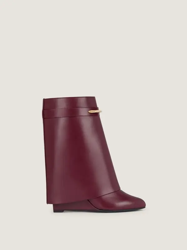 Givenchy Shark Pinch Leather Ankle Boots - Burgundy