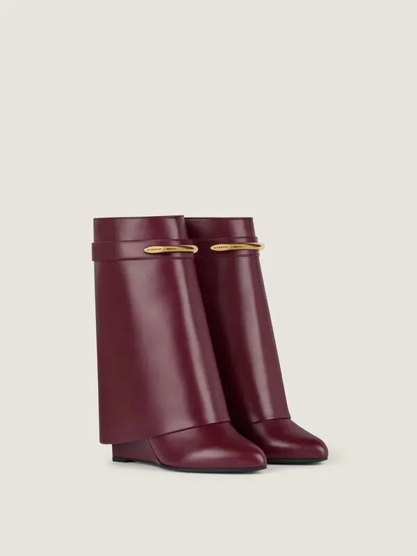 Givenchy Shark Pinch Leather Ankle Boots - Burgundy