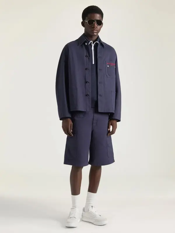 Givenchy Couture Seam Jacket In Embroidered Denim - Navy