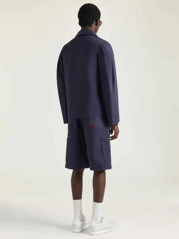 Givenchy Couture Seam Jacket In Embroidered Denim - Navy