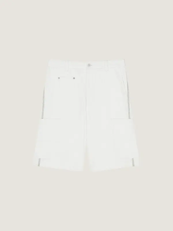 Givenchy Cargo Bermuda Shorts In Herringbone Denim