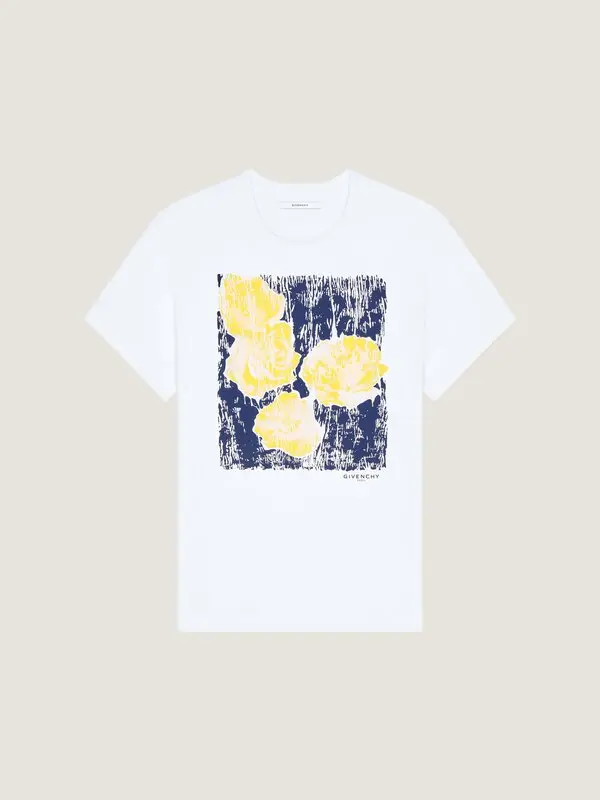 Givenchy Cotton T-shirt With Flowers Print - Blue/yellow