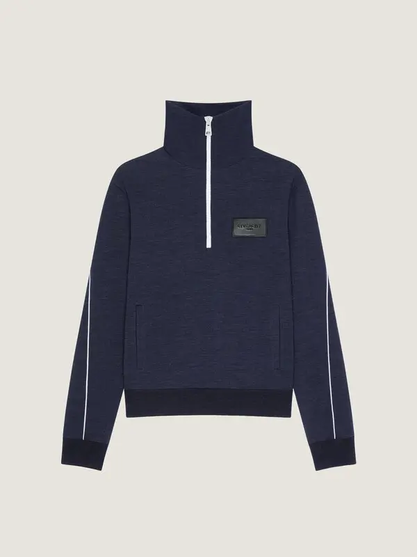 Givenchy Zipped Wool Sweatshirt With Paris Patch