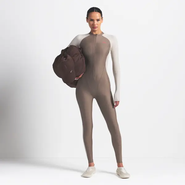 Nike Skims Shine Zip-front Long Bodysuit