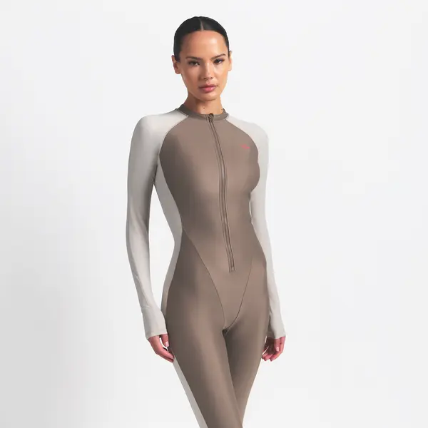 Nike Skims Shine Zip-front Long Bodysuit