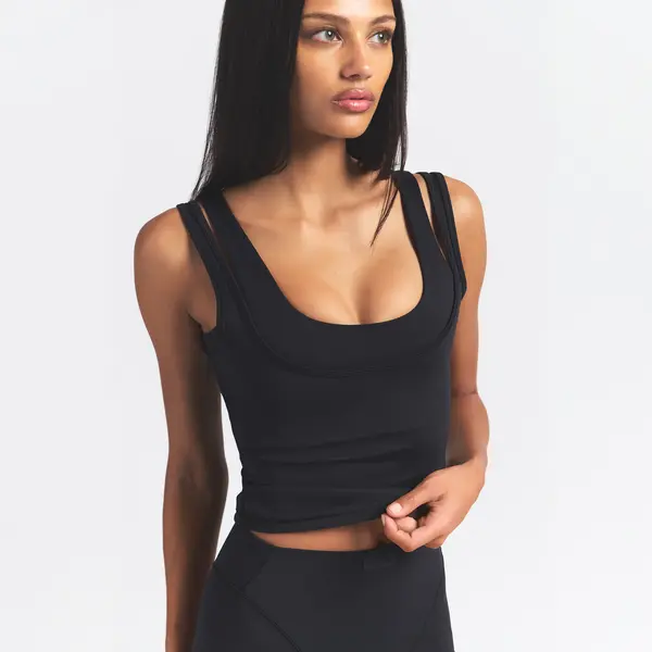 Nike Matte Double-Strap Scoop Tank Top - Black | Editorialist