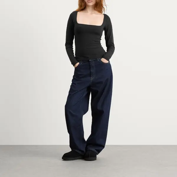 SKIMS Smooth Layers Square Neck Long Sleeve Top - Obsidian
