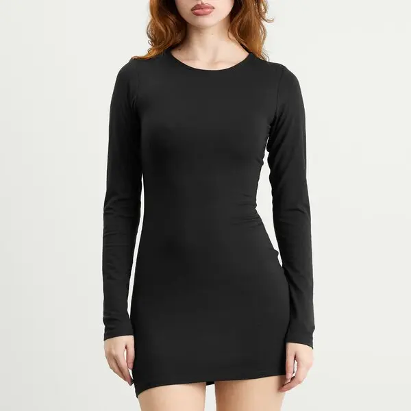 SKIMS Smooth Layers Crewneck Tunic Mini Dress - Obsidian