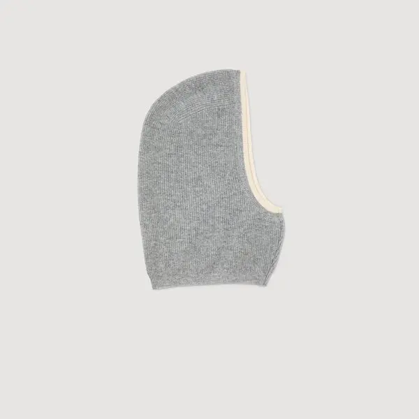 Sandro Ribbed Wool Balaclava - Grey
