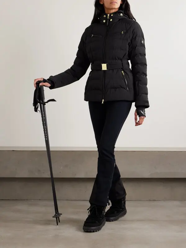 Bogner Ellya Belted Layered Quilted Ski Jacket - Black