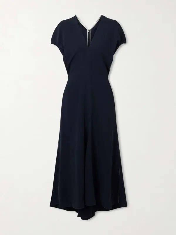 Victoria Beckham Crepe Midi Dress - Navy