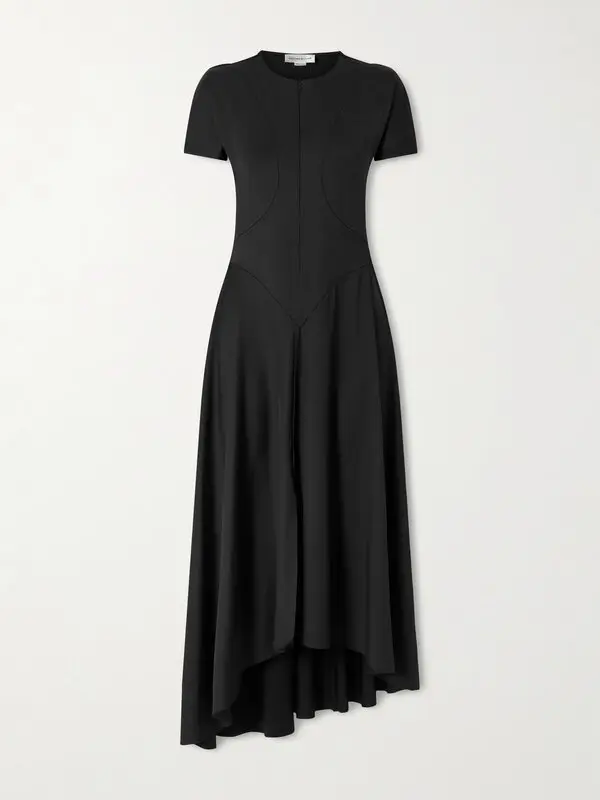 Victoria Beckham Stretch-jersey Zip-up Midi Dress - Black