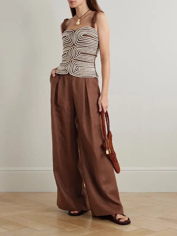 ANDRES OTALORA Desperate Pleated Linen Wide-leg Pants