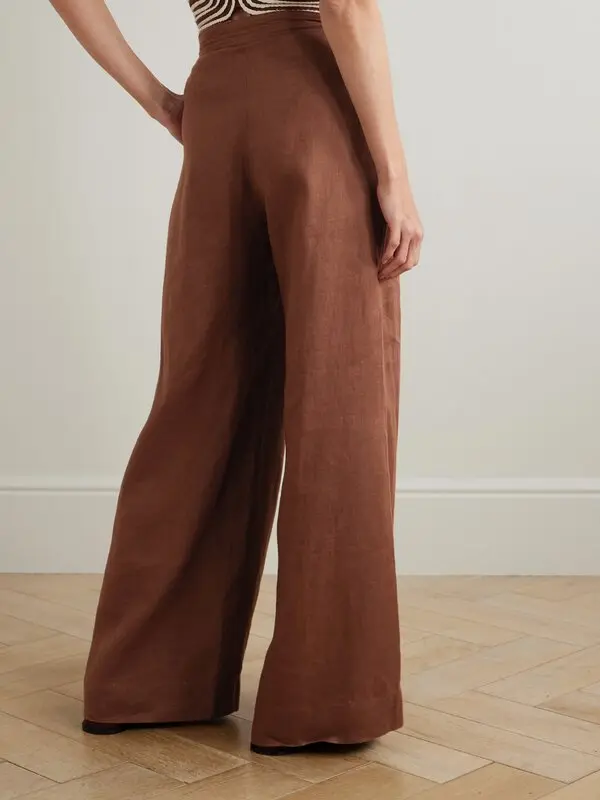 ANDRES OTALORA Desperate Pleated Linen Wide-leg Pants