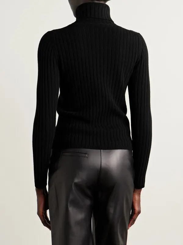 NILI LOTAN Dessie Ribbed Cashmere Turtleneck Sweater