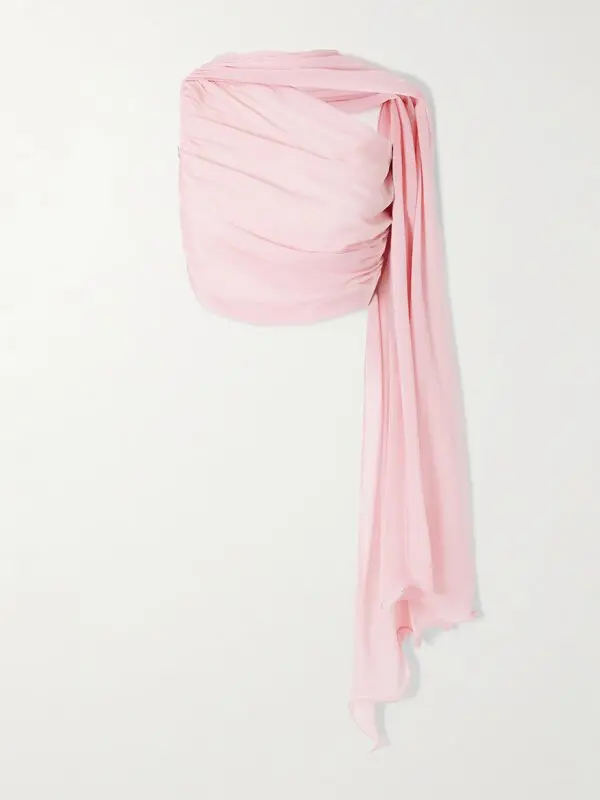 Posse Solene Asymmetric Draped Georgette Top - Pink