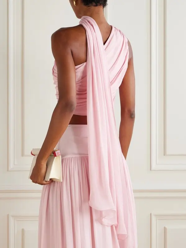 Posse Solene Asymmetric Draped Georgette Top - Pink