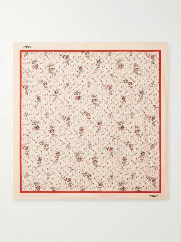 Valentino Garavani Printed Silk-twill Scarf - Cream