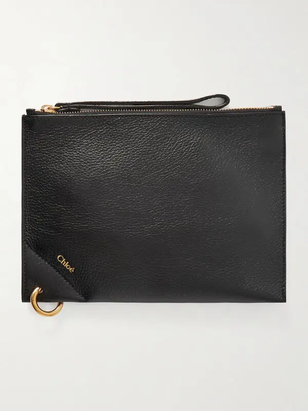 Chloé Textured-leather Pouch - Black