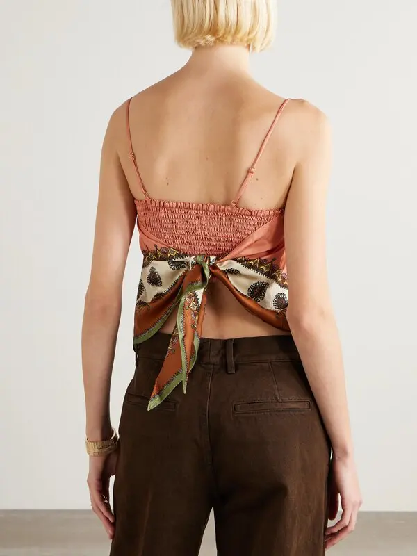 ALEMAIS Contina Printed Satin-jacquard Top