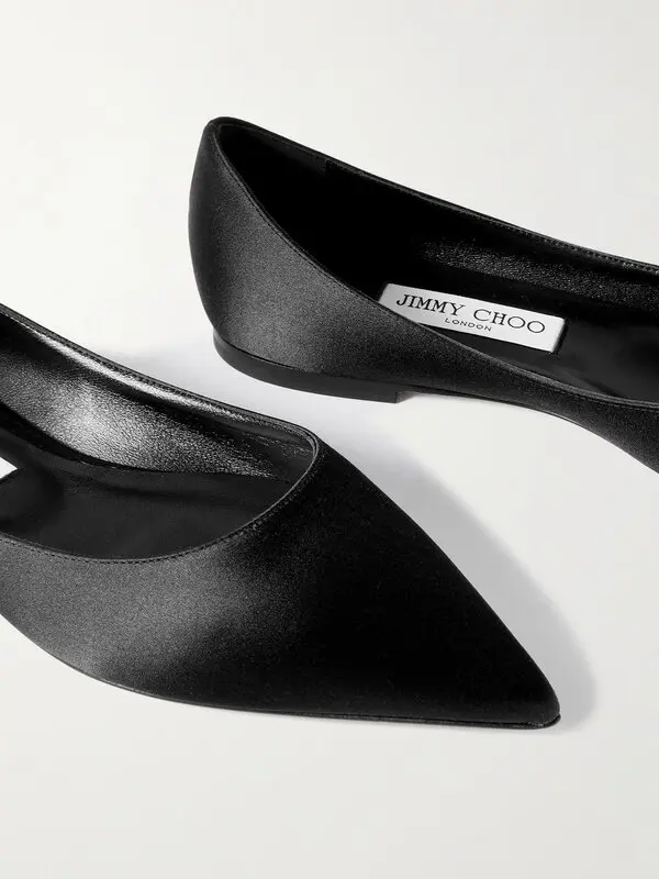 JIMMY CHOO Love Satin Ballerinas - Black