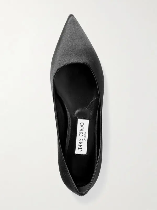 JIMMY CHOO Love Satin Ballerinas - Black