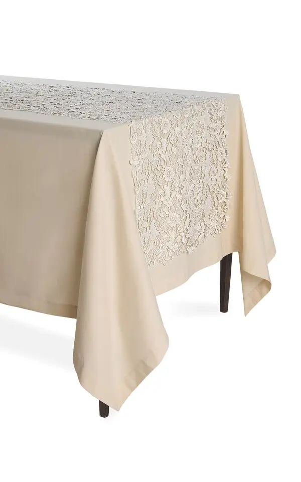 MODA DOMUS Lace-detailed Cotton Table Runner - Ivory