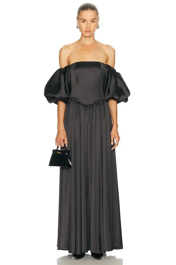 Caroline Constas Christina Gown - Black
