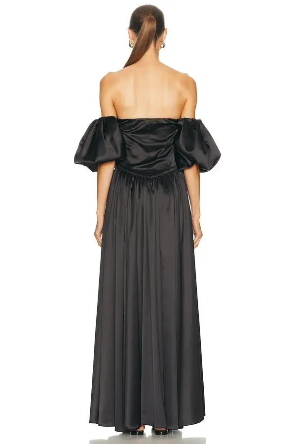 caroline constas black dress CAROLINE CONSTAS BLACK EMBELLISHED 'ARIA' MIDI DRESS - SIZE M