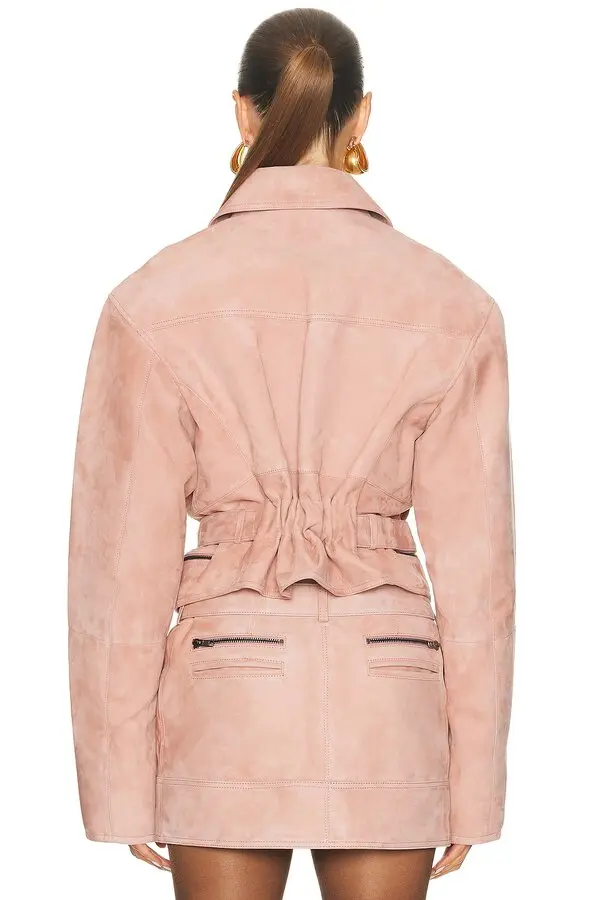 Alex Perry Cropped Suede Biker Jacket