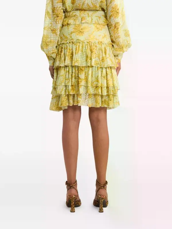 Etro Floral-motif Mini Skirt - Yellow