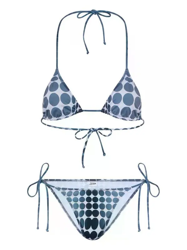 JEAN PAUL GAULTIER Dots-print Tie Bikini Set - Grey