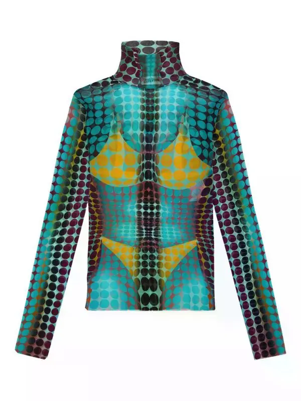 JEAN PAUL GAULTIER Dots-print High-neck Top
