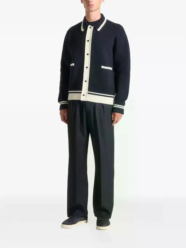 Manière De Voir Classic-collar Combed-cotton Knit Cardigan