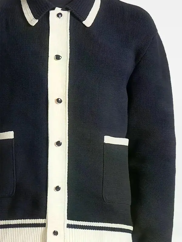 Manière De Voir Classic-collar Combed-cotton Knit Cardigan