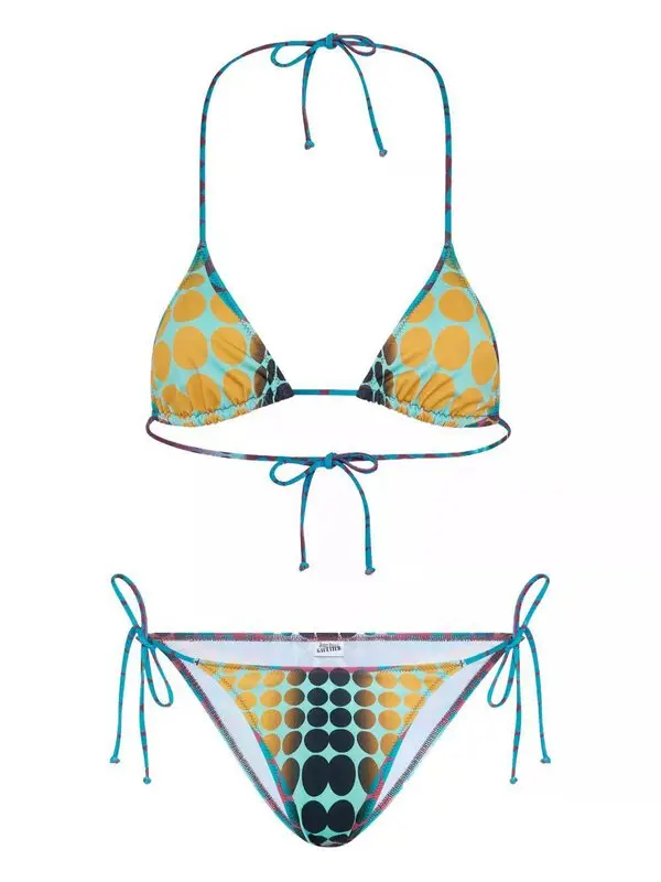 JEAN PAUL GAULTIER Printed Tie Bikini Set - Yellow