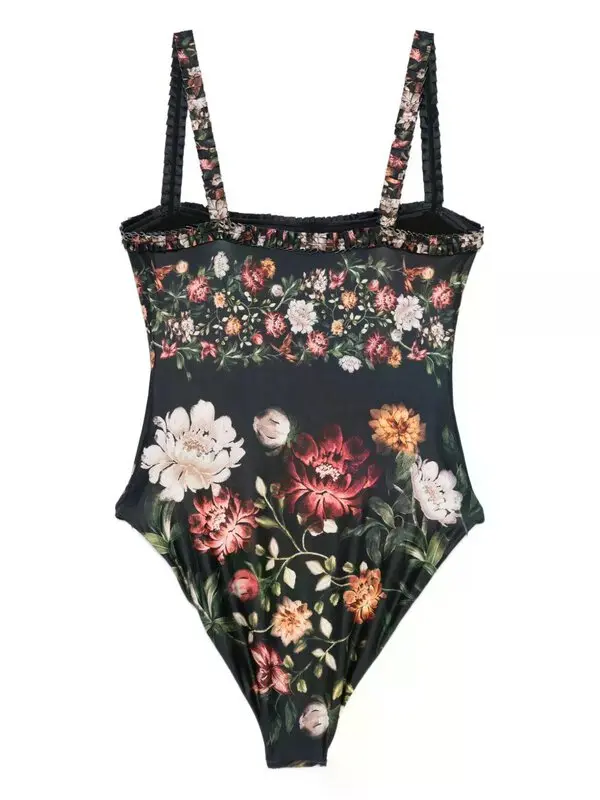Agua Bendita Limon Paramo Ruffled Floral Swimsuit