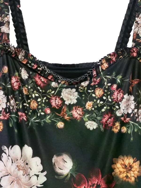 Agua Bendita Limon Paramo Ruffled Floral Swimsuit