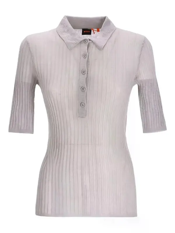 BOSS Ribbed Button Polo Top