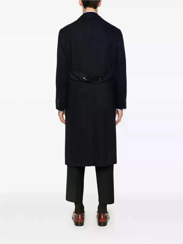 Kiton Double-breasted Cashmere Coat - Blue