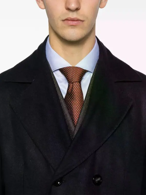 Kiton Double-breasted Cashmere Coat - Blue