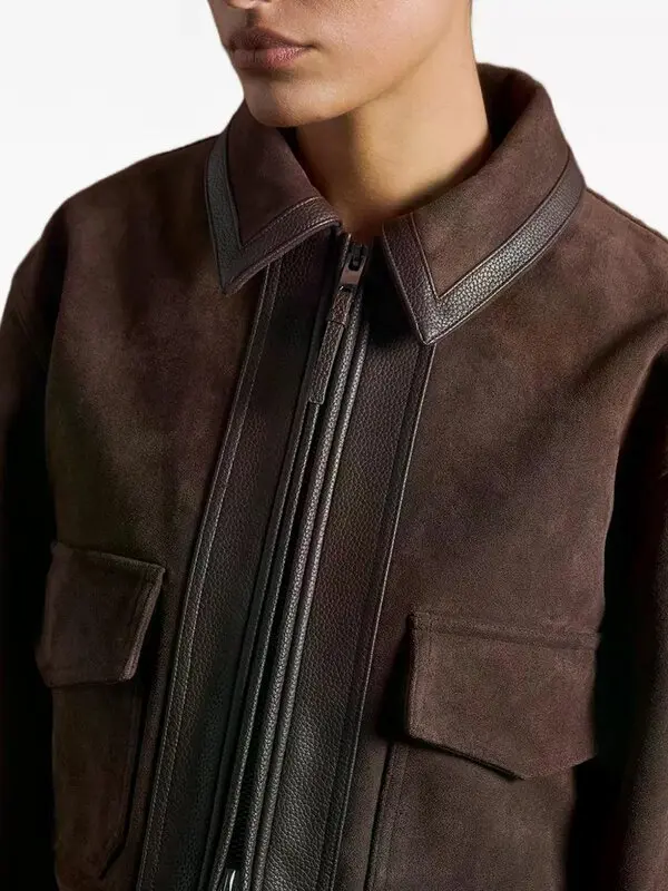 Manière De Voir Faux-suede And Pebbled Faux-leather Jacket