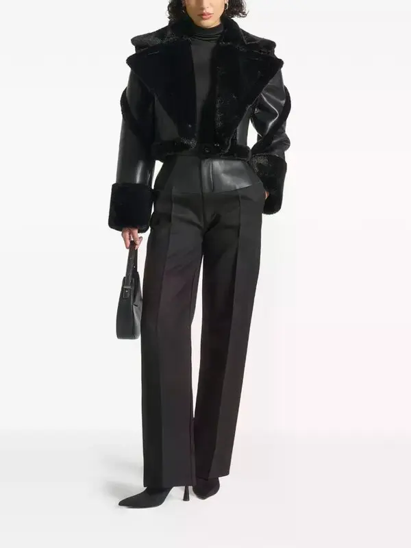 Manière De Voir Faux-leather & Plush Jacket With Detachable Sleeves