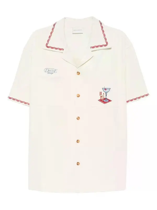 Drole De Monsieur Embroidered Pocket Shirt - Neutrals