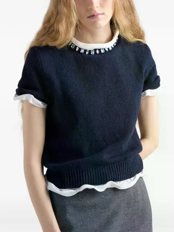 Prada Embellishment Ribbed Top