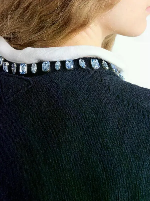 Prada Embellishment Ribbed Top