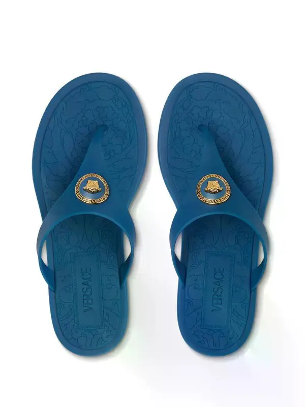 Versace Medusa Emblem Rubber Flat Sandals - Blue