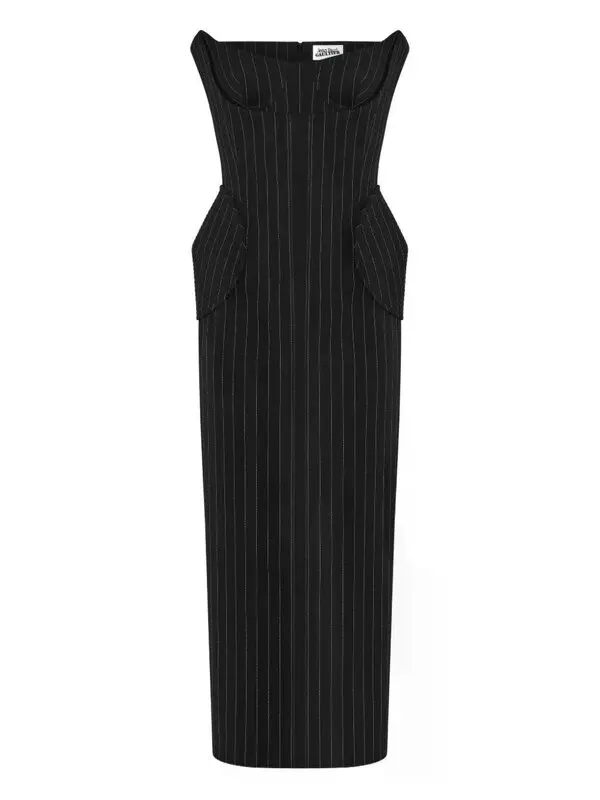 JEAN PAUL GAULTIER Pinstripe Midi Dress - Black